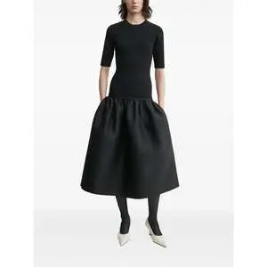 TOTEME Short Sleeve Round Neck Day Dress - Black