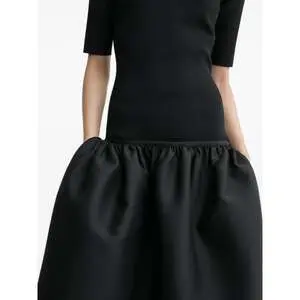 TOTEME Short Sleeve Round Neck Day Dress - Black
