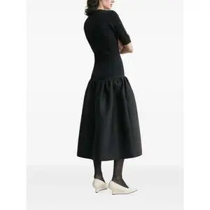 TOTEME Short Sleeve Round Neck Day Dress - Black