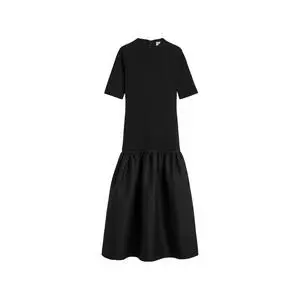 TOTEME Short Sleeve Round Neck Day Dress - Black