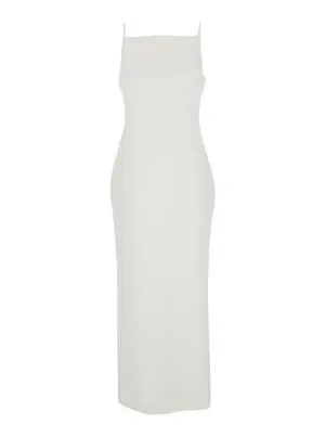Givenchy Long White 'ivory' Dress With Square Neckline And Single Vent At The Back In Viscose Blend For - Multicolor