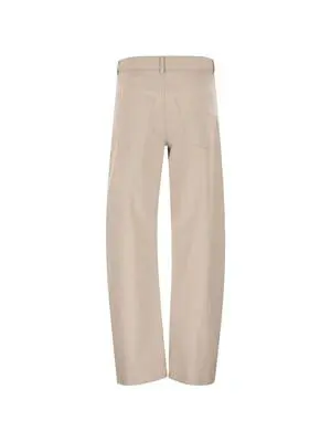 Max Mara Stretch Cotton Bull Trousers - Cream