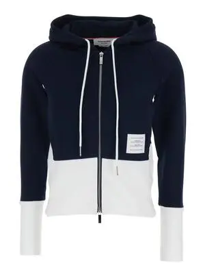 Thom Browne Blue And White Sweatshirt 4bar Logo On The Side And Color Block Design In Cotton - Multicolor