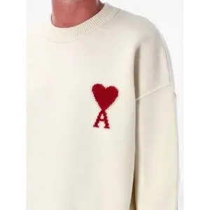 AMI Paris Wool Knit Pullover - Cream