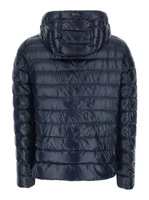 Herno Blue Hooded Puffer Jacket With Drawstring And Logo Detail On Drawstring In Tech Fabric For - Multicolor