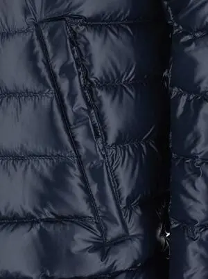 Herno Blue Hooded Puffer Jacket With Drawstring And Logo Detail On Drawstring In Tech Fabric For - Multicolor