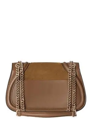 Gucci Handbag With Double G Plaque On The Front And Adjustable And Removable Chain-link Shoulder Strap In Suede - Brown