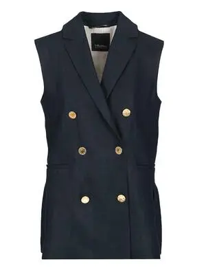 Max Mara Heavy Pure Linen Double-breasted Vest - Blue