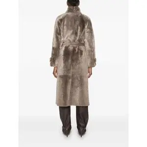 Brunello Cucinelli Neutrals Coats Faux Fur Coats - Cream