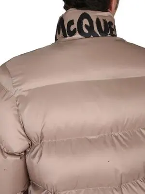 Alexander McQueen Graffiti Logo Print Down Jacket - Cream