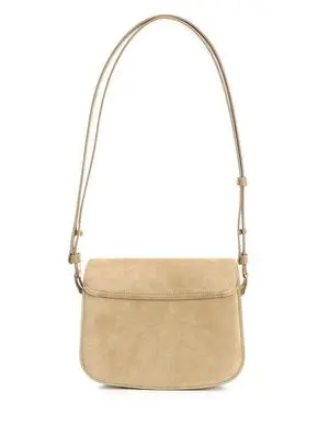 AMI Paris Paris Paris Suede Shoulder Bag - Cream