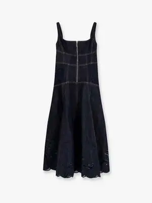 SELF-PORTRAIT Denim Midi Dress - Blue