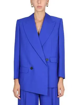 Alexander McQueen Structured Double-breasted Jacket - Blue