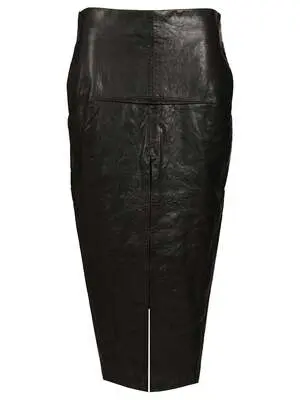 Rick Owens Leather Long Skirt - Black