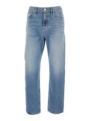 Gucci Light Blue Denim Jeans With Logo Patch On The Back And Belt Loops For - Multicolor