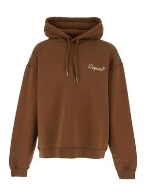 Dsquared2 Hoodie With Drawstring And Logo Lettering On The Front In Cotton For - Brown