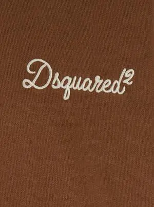 Dsquared2 Hoodie With Drawstring And Logo Lettering On The Front In Cotton For - Brown