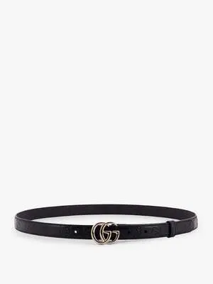 Gucci Leather Belt With Gg Logo - Black