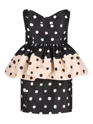 Fendi Falena Dots-print Bustier Dress - Black
