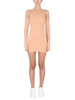 Off-White Asymmetric Mini Dress - Brown