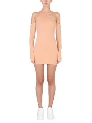 Off-White Asymmetric Mini Dress - Brown
