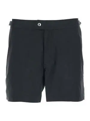 TOM FORD Black Swim Shorts With Side Buckled Strap Details In Tech Fabric - Multicolor