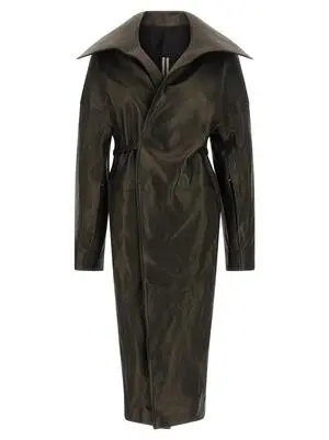 Rick Owens Dracucollar Belted' Coat - Black