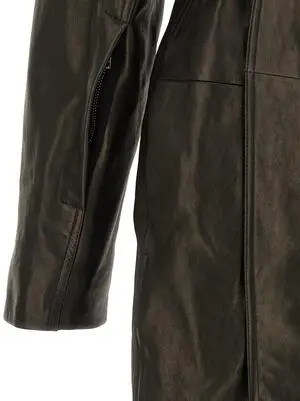 Rick Owens Dracucollar Belted Leather Coat