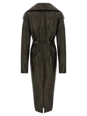 Rick Owens Dracucollar Belted Leather Coat