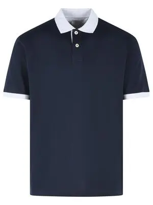 Eleventy Beige Cotton Polo Shirt - Blue