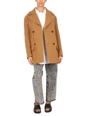 Marni Double-breasted Coat - Cream