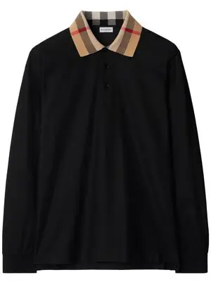 Burberry Check Collar Cotton Polo Shirt - Multicolor