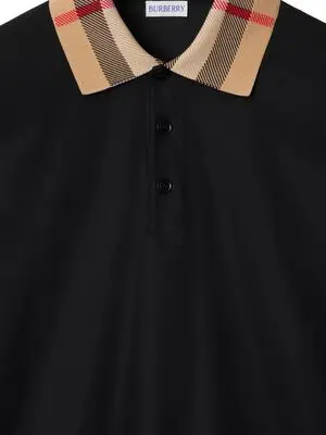 Burberry Check Collar Cotton Polo Shirt