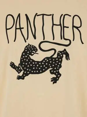 Valentino Garavani Crew Neck T-shirt With Front Print In Beige Cotton For - Multicolor