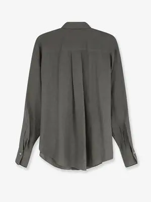 Brunello Cucinelli Linen Shirt With Monili Detail - Brown