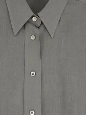 Brunello Cucinelli Linen Shirt With Monili Detail - Brown