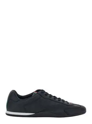 Gucci Low Top Sneakers With Web Detail In Leather For - Black