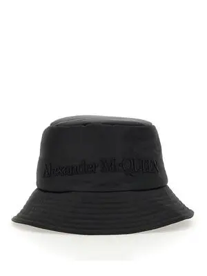 Alexander McQueen Bucket Hat With Logo - Black