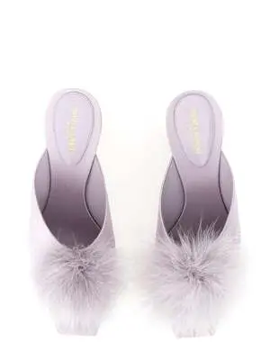 Saint Laurent Mae Satin Crepe Mule - Purple