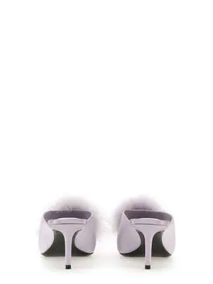 Saint Laurent Mae Satin Crepe Mule - Purple