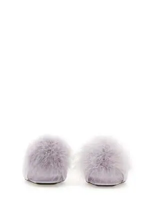 Saint Laurent Mae Satin Crepe Mule - Purple