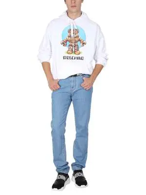 Moschino Robot Teddy Print Hoodie - White