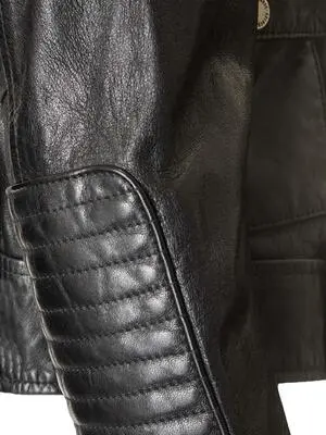 GOLDEN GOOSE Vintage-effect Leather Biker Jacket - Black