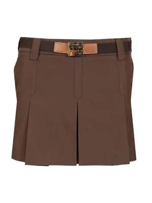 Miu Miu Gabardine Mini Skirt - Brown