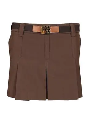 Miu Miu Gabardine Mini Skirt - Brown