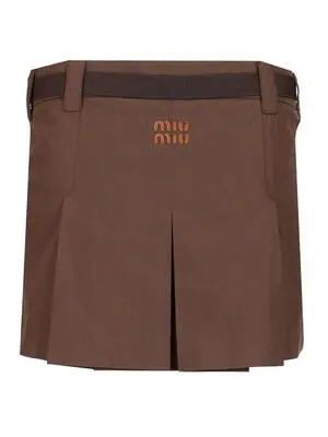 Miu Miu Gabardine Mini Skirt - Brown