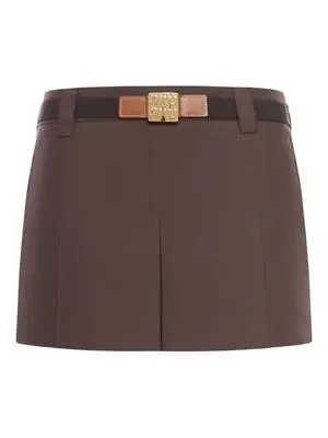 Miu Miu Gabardine Mini Skirt - Brown