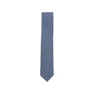 FERRAGAMO Silk Geometric Pattern Neck Ties - Blue