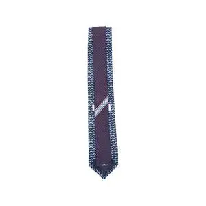 FERRAGAMO Silk Geometric Pattern Neck Ties - Blue