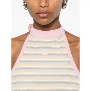 Amiri Halterneck Striped Mini Knit Dress